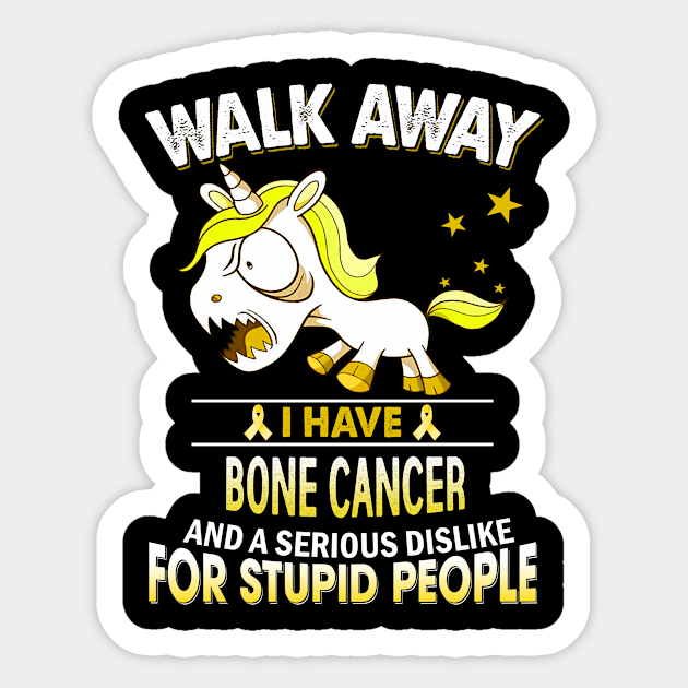 Funny Bone Cancer Grumpy Unicorn Warrior Bone Cancer Sticker